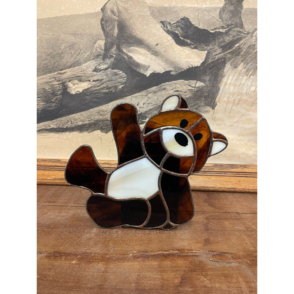 Vintage Decorative Handmade Stained Glass Teddy Bear With Cup Attached ...