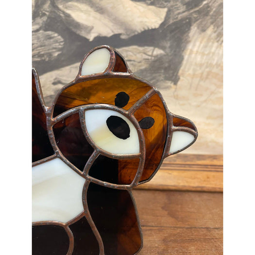 Vintage Decorative Handmade Stained Glass Teddy Bear With Cup Attached ...