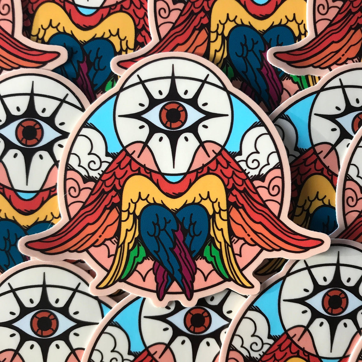 Rainbow/Progress Pride Angel Sticker — Big Whale Consignment
