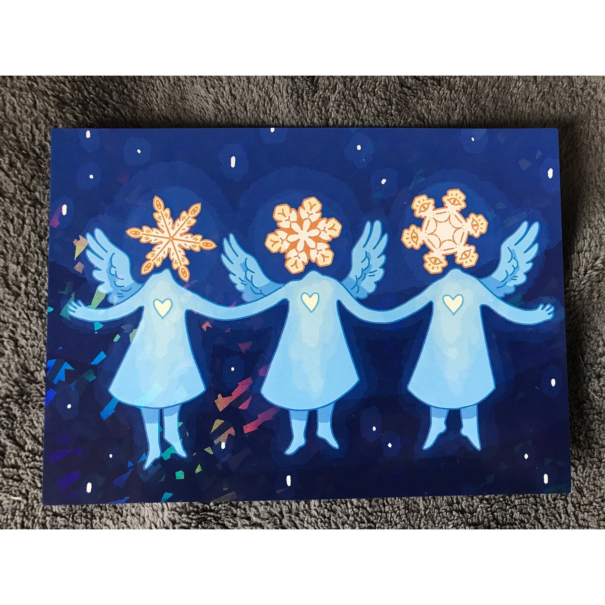 Snowflake Angels - Holographic 5 x 7 Art Print — Big Whale Consignment