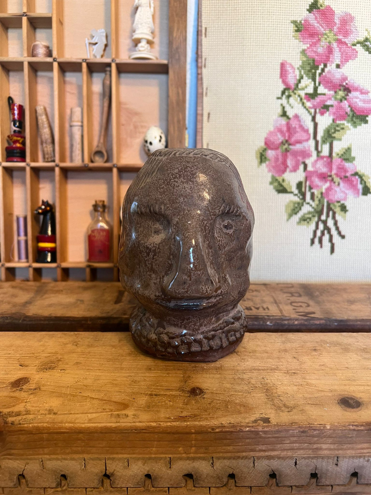 Signed Vintage Primitive Bust — Big Whale Consignment