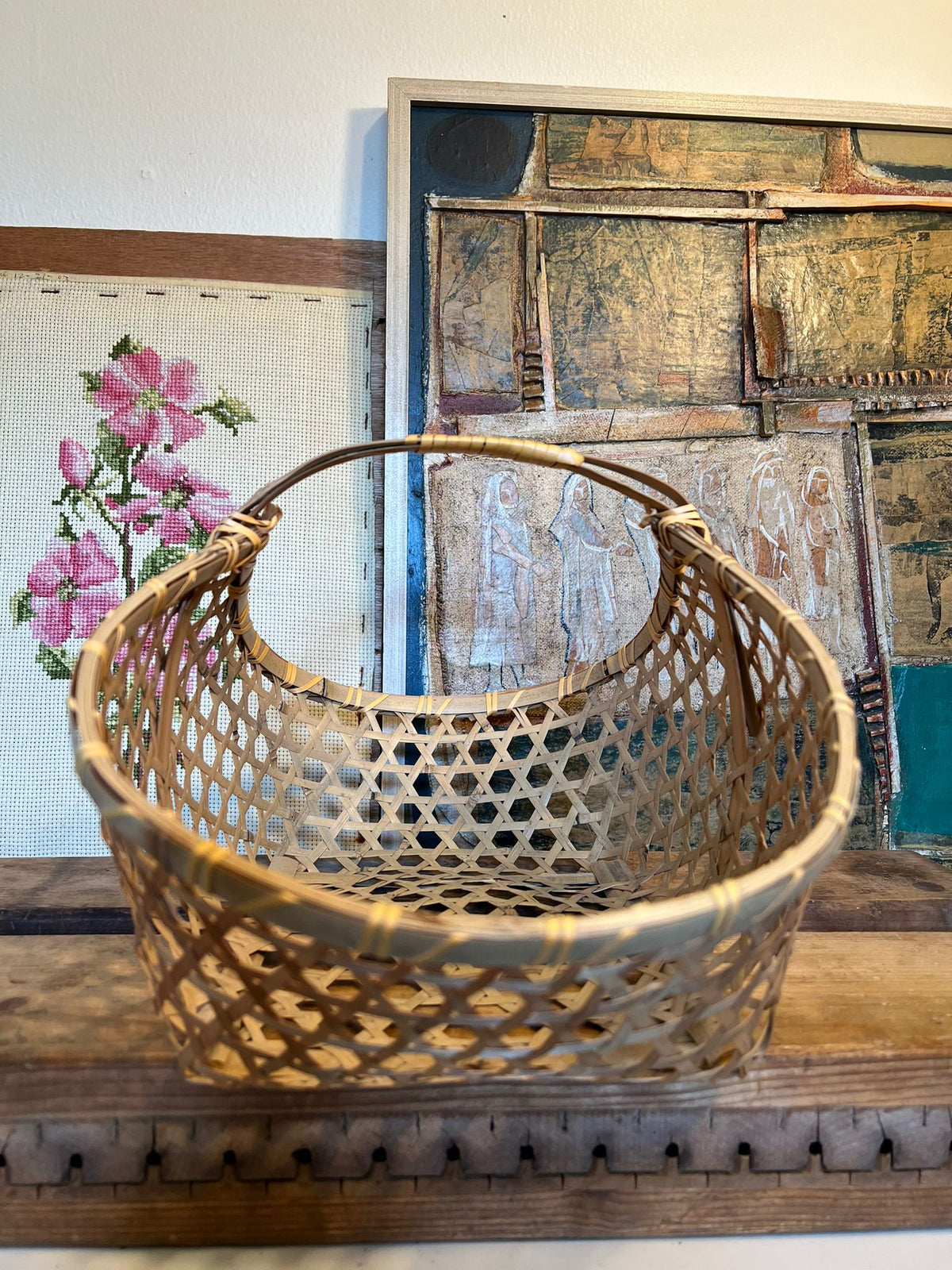 Vintage Bamboo Woven Basket — Big Whale Consignment