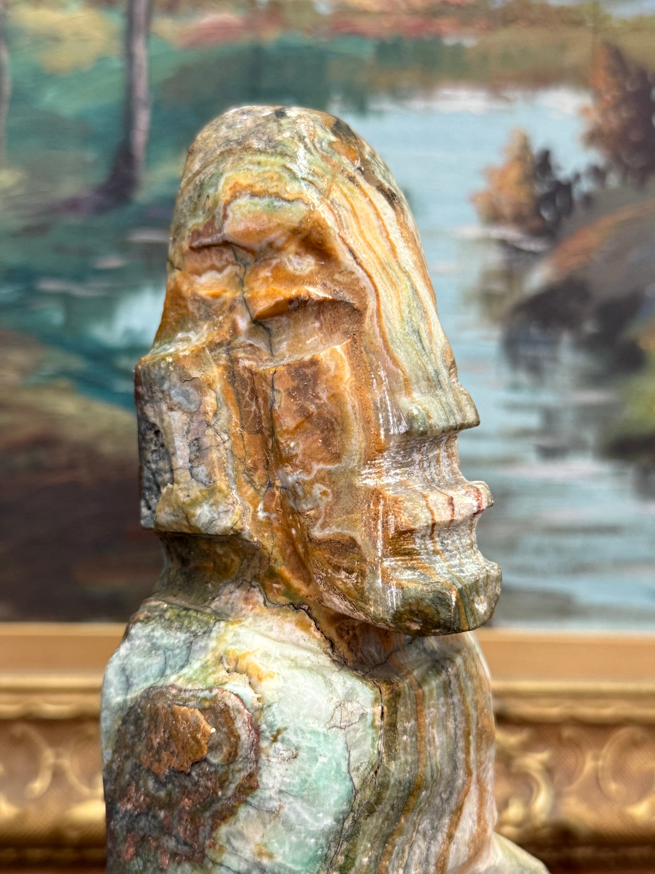 Hand-Carved possibly Onyx Stone Statue - Unique Tribal-Inspired Figuri ...