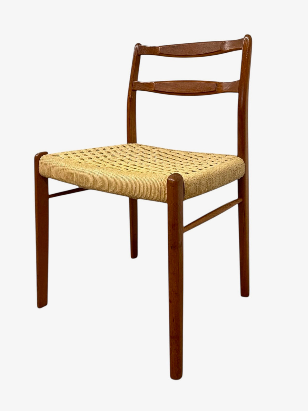 Mid-Century Danish Modern Ladder-Back Dining Chair with Woven Paper Co ...