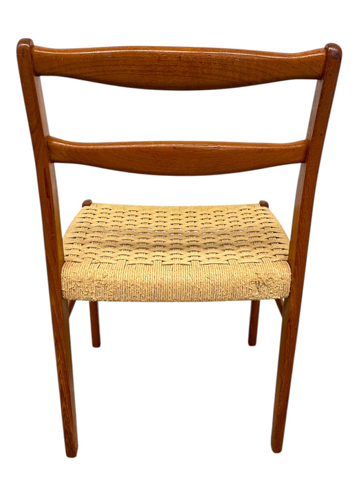 Mid-Century Danish Modern Ladder-Back Dining Chair with Woven Paper Co ...