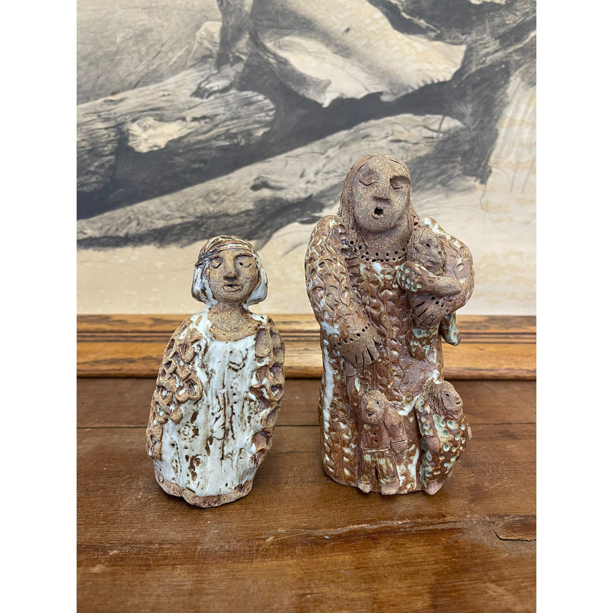 Pair of Handmade Ceramic Figurines. Circa2012 — Big Whale Consignment
