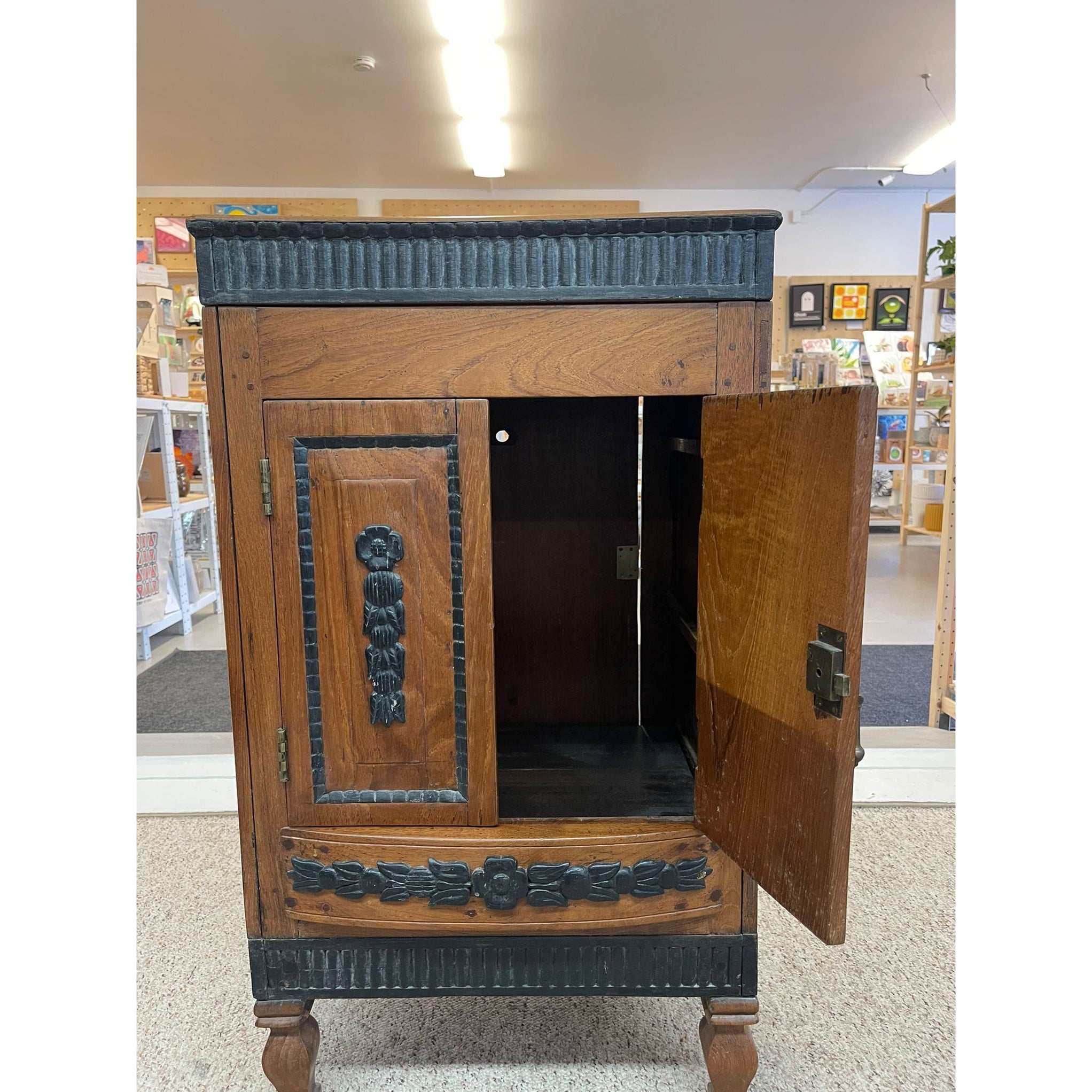 Vintage Dutch Colonial Style Cabinet With Carved Wood Accents. — Big ...
