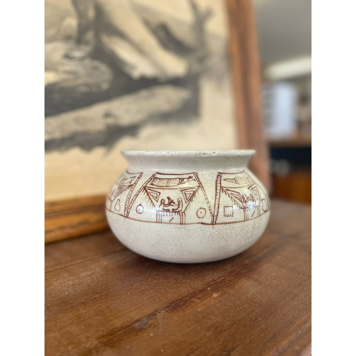 Vintage Pottery Abstract Brown Motif — Big Whale Consignment