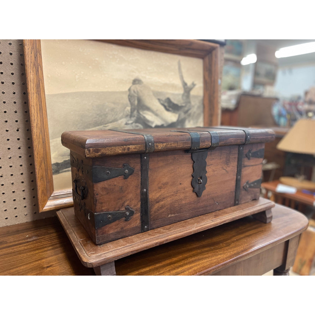 Vintage Rustic Wooden Decorative Storage Trunk — Big Whale Consignment